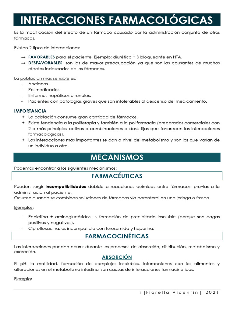 2.interacciones Farmacológicas | PDF | Medicamentos con receta | Farmacocinética