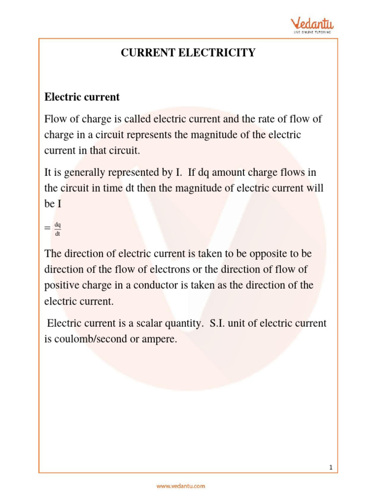 JEE Main 2023-24 Current Electricity Revision Notes - Free PDF Download ...
