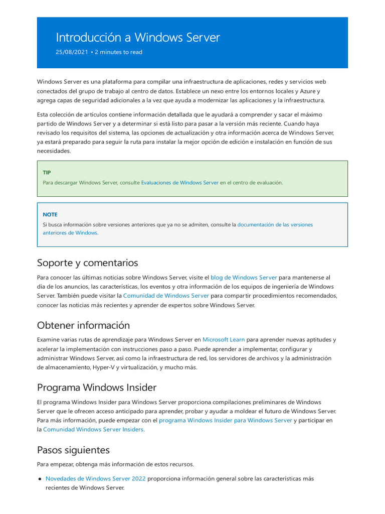 Introduccion A Windows Server 2022 | PDF | Microsoft Azure | Microsoft ...
