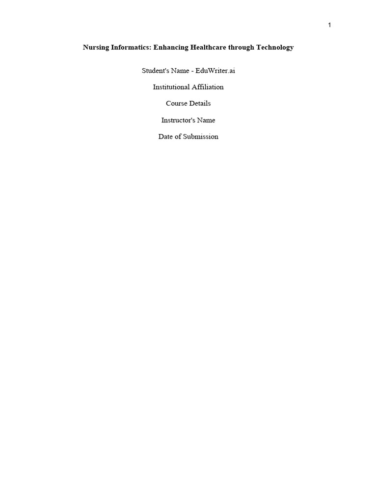 Nursing Informatics Pdf Health Informatics Health Care