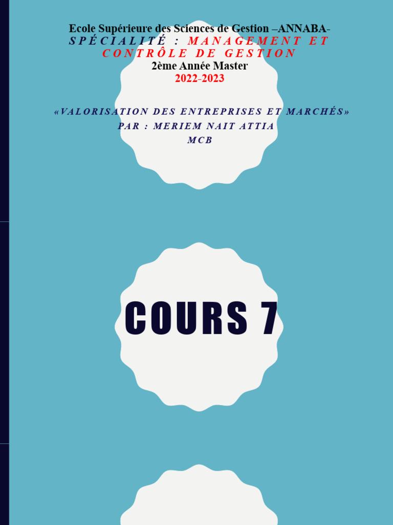 COURS7 | PDF | Capitalisation du marché | Les sociétés