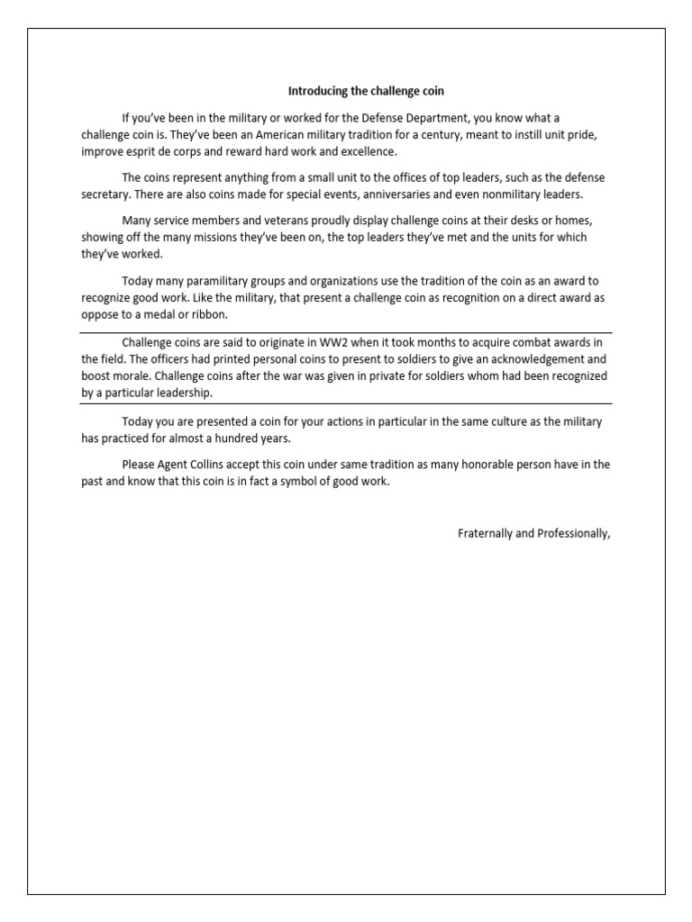 Introducing The Challenge Coin | PDF