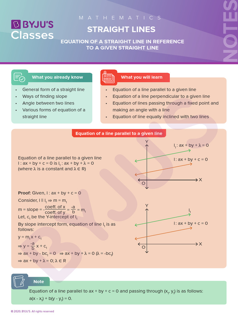 Straight Lines: Equation of A Straight Line in Reference To A Given Straight Line | Download ...