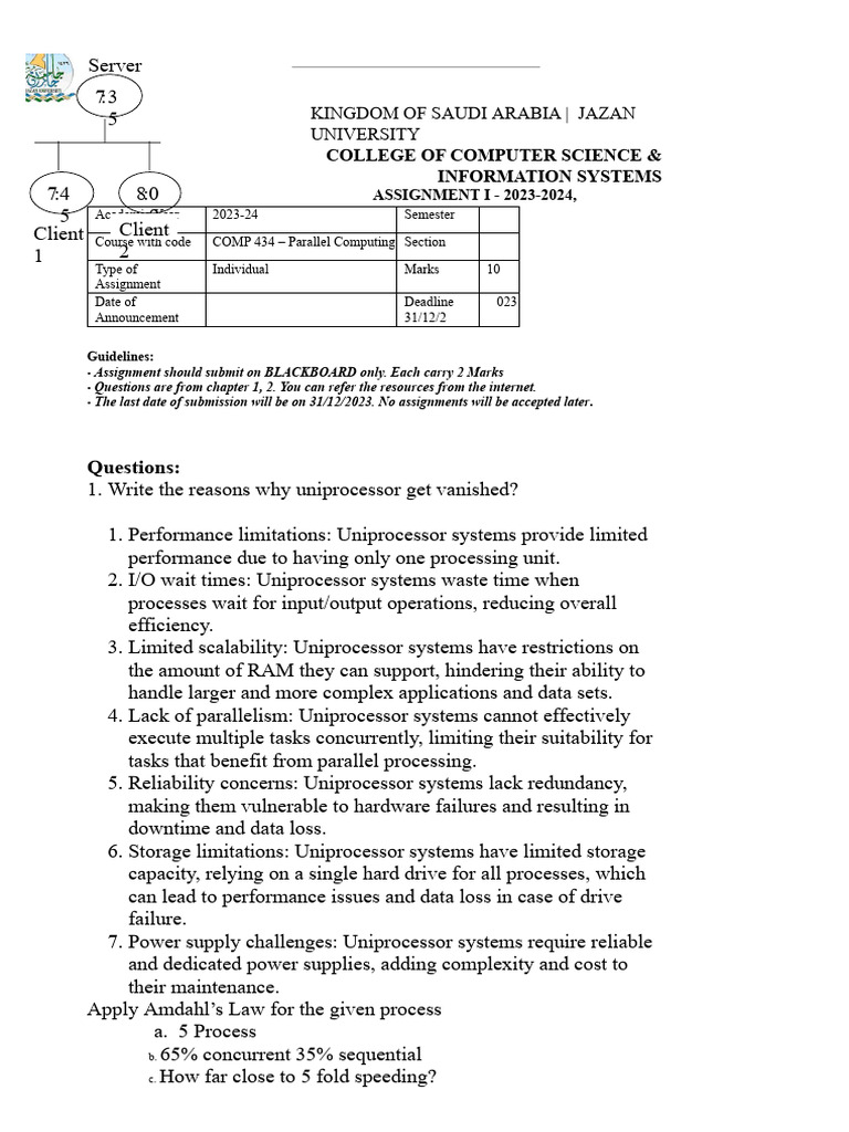 Maram Assignment I | PDF | Parallel Computing | Central Processing Unit