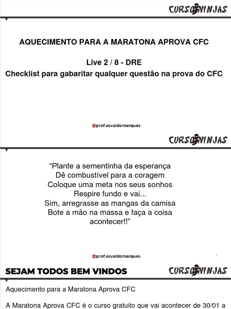 Live 2-8 Gabaritando DRE Na Prova - Aquecimento Maratona Aprova CFC 2024.1 | PDF | Relatório ...