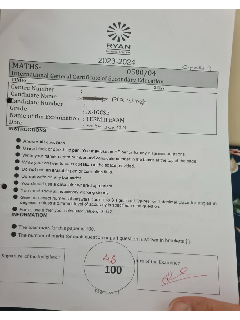 Maths Calc Paper Term 2 PDF | PDF