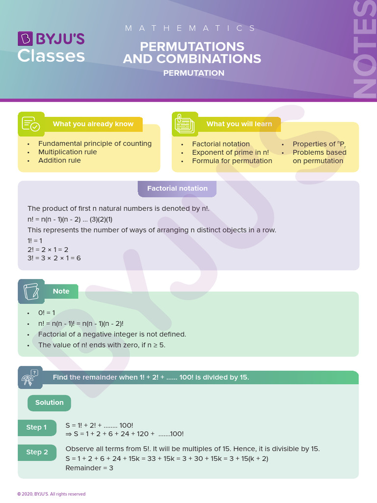 Permutations and Combinations: Mathematics | PDF | Mathematical Concepts | Combinatorics
