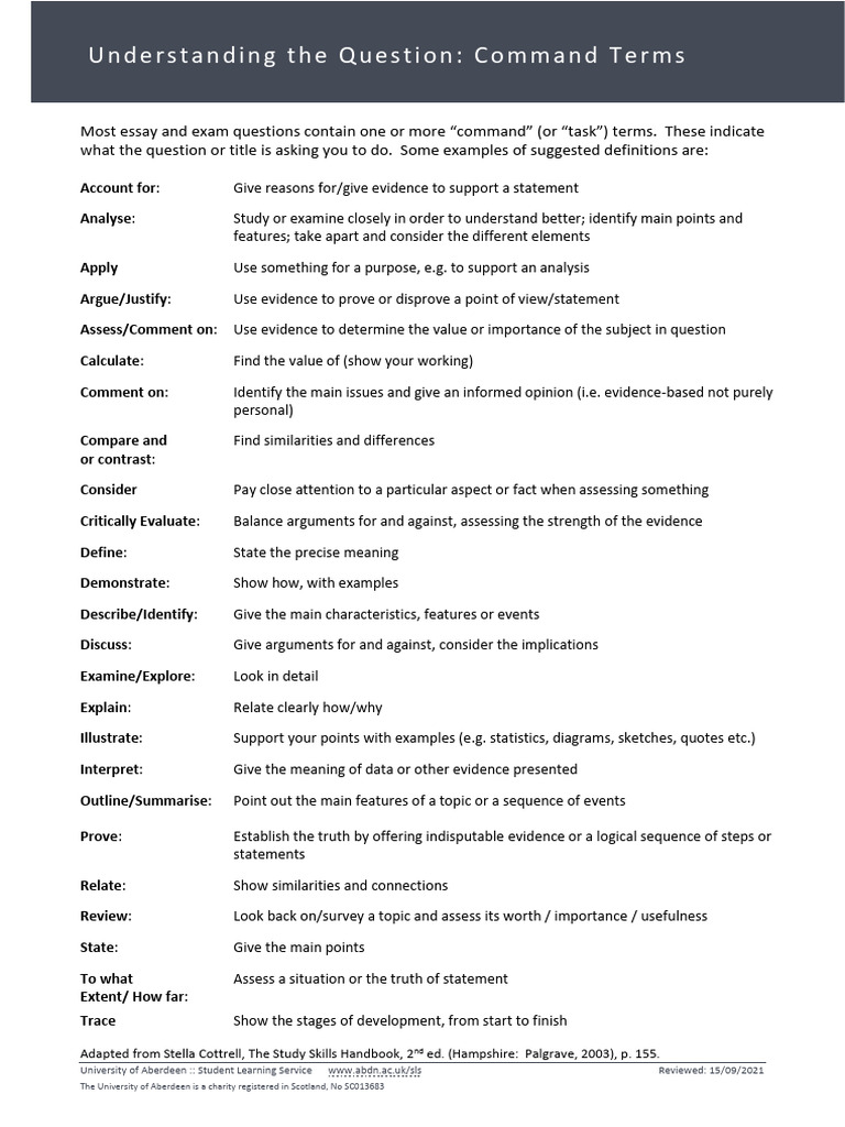 Understanding The Question - Command Terms | PDF | Evidence | Argument
