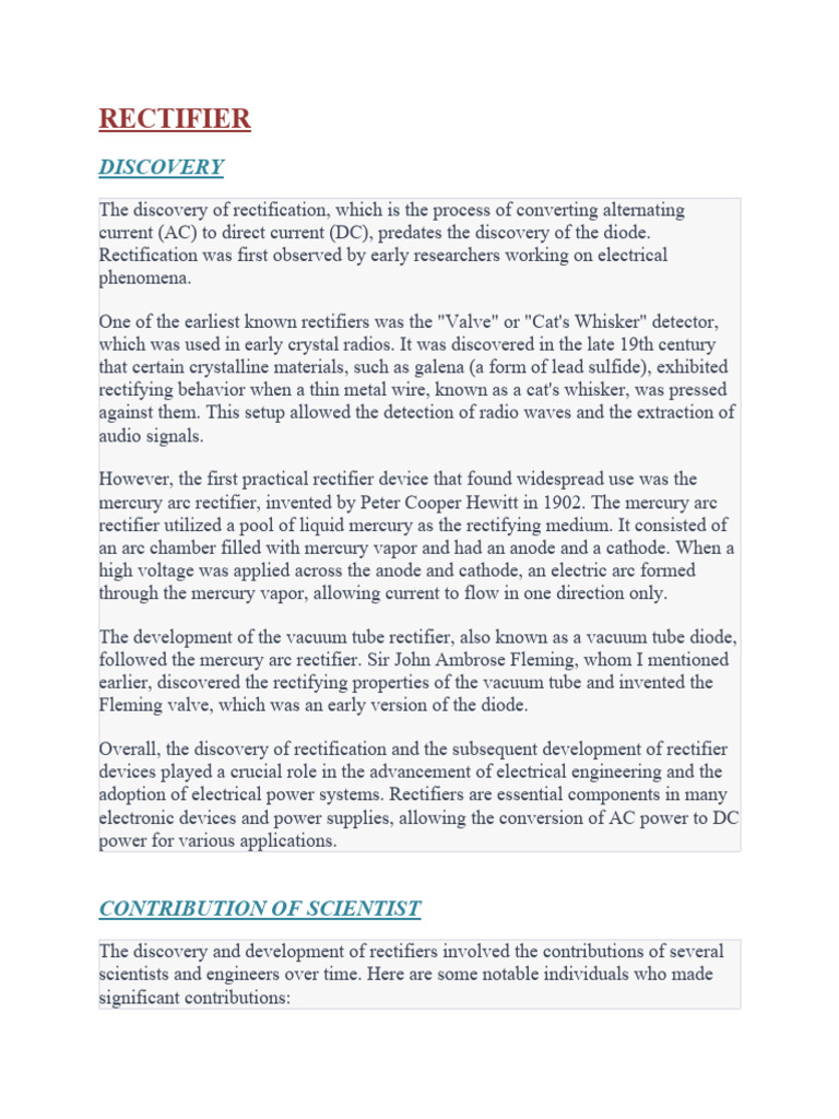 Physics RECTIFIER | PDF | Rectifier | Vacuum Tube