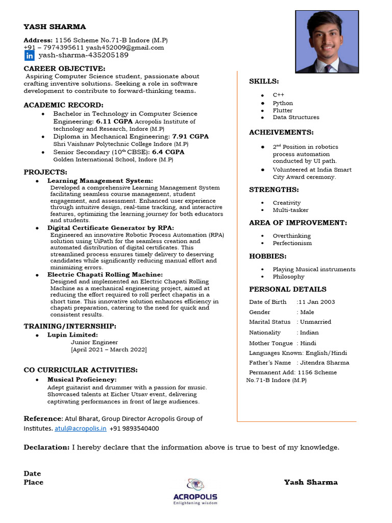 Yash Sharma 435205189 | PDF | Automation | Engineering