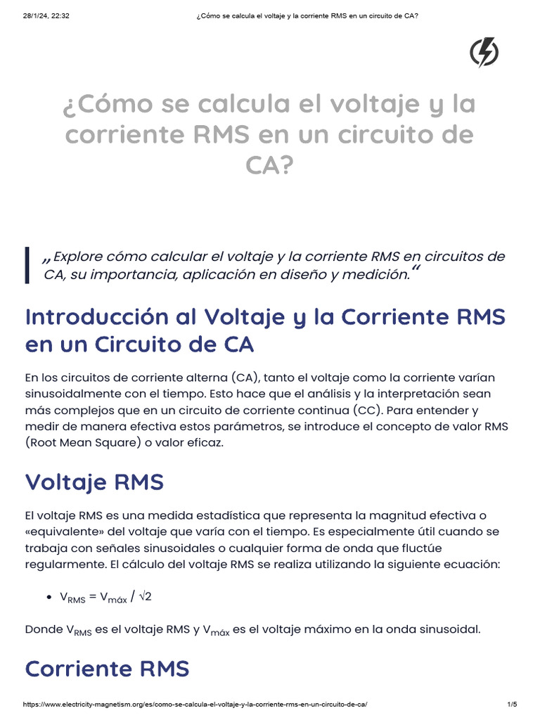 ¿Cómo Se Calcula El Voltaje y La Corriente RMS en Un Circuito de CA ...