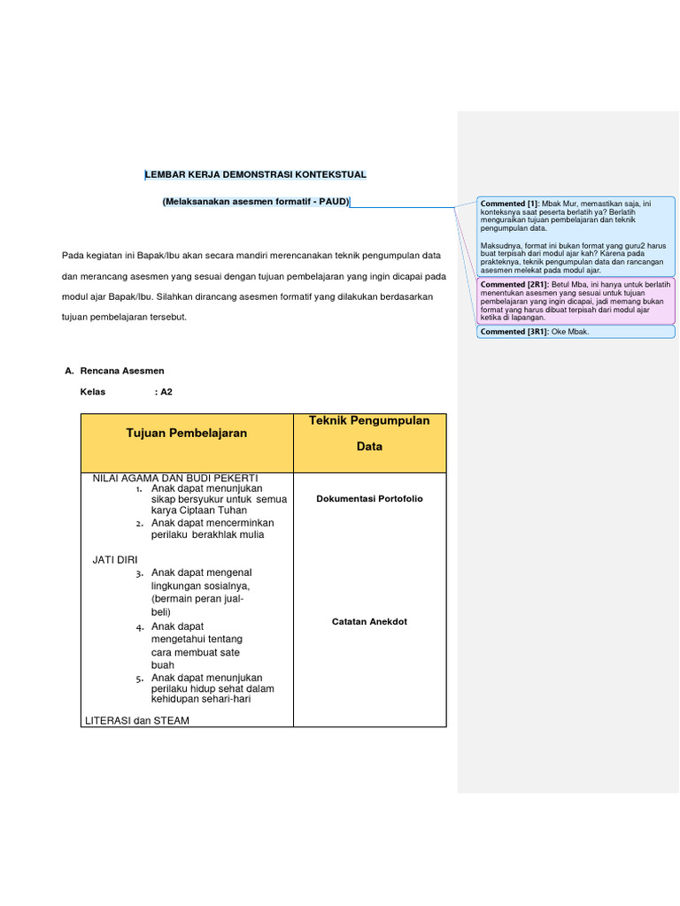 Demonstrasi Kontekstual - LK - PAUD Kelompok 2 KB NAGAYA | PDF | Karier ...