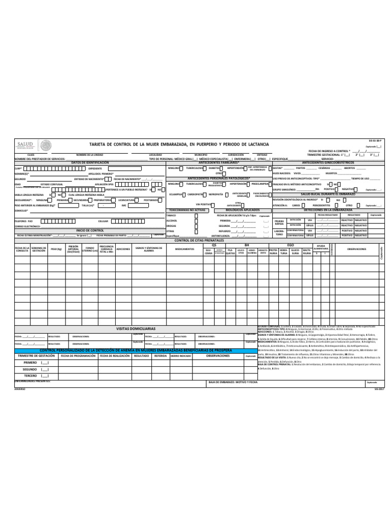 Tarjeta de Control de La Mujer Embarazada | PDF | El embarazo | Parto