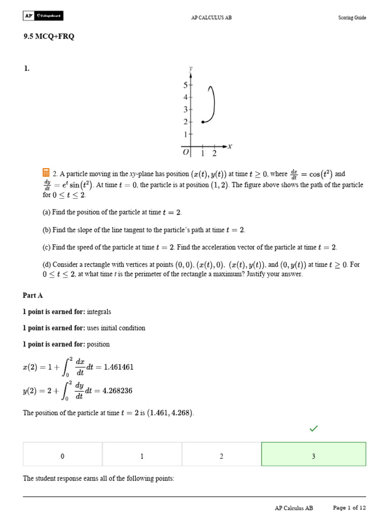 9.5 MCQ+FRQ | PDF | Acceleration | Derivative