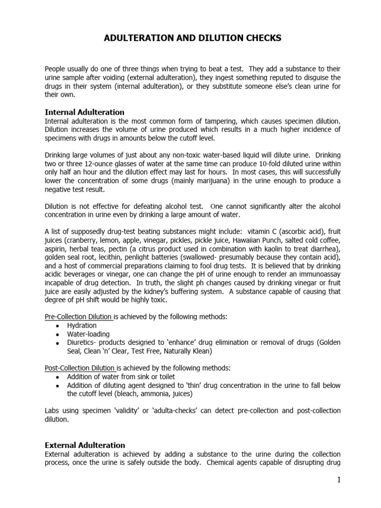 Schwab Adulteration Specimen Validity Checks | PDF | Creatinine | Urine Schwab Adulteration Specimen Validity Checks | PDF | Creatinine | Urine