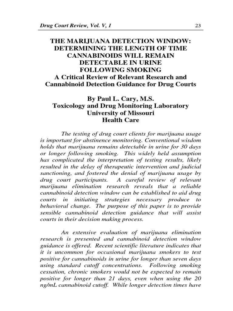 DCRVolume5.1-2 The Marijuana Detection Window | PDF | Cannabis (Drug ...