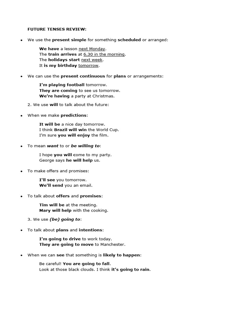 Future Tenses Review | PDF | Linguistic Morphology | Language Mechanics