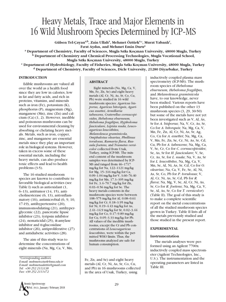 Heavy Metals, Trace and Major Elements in | PDF