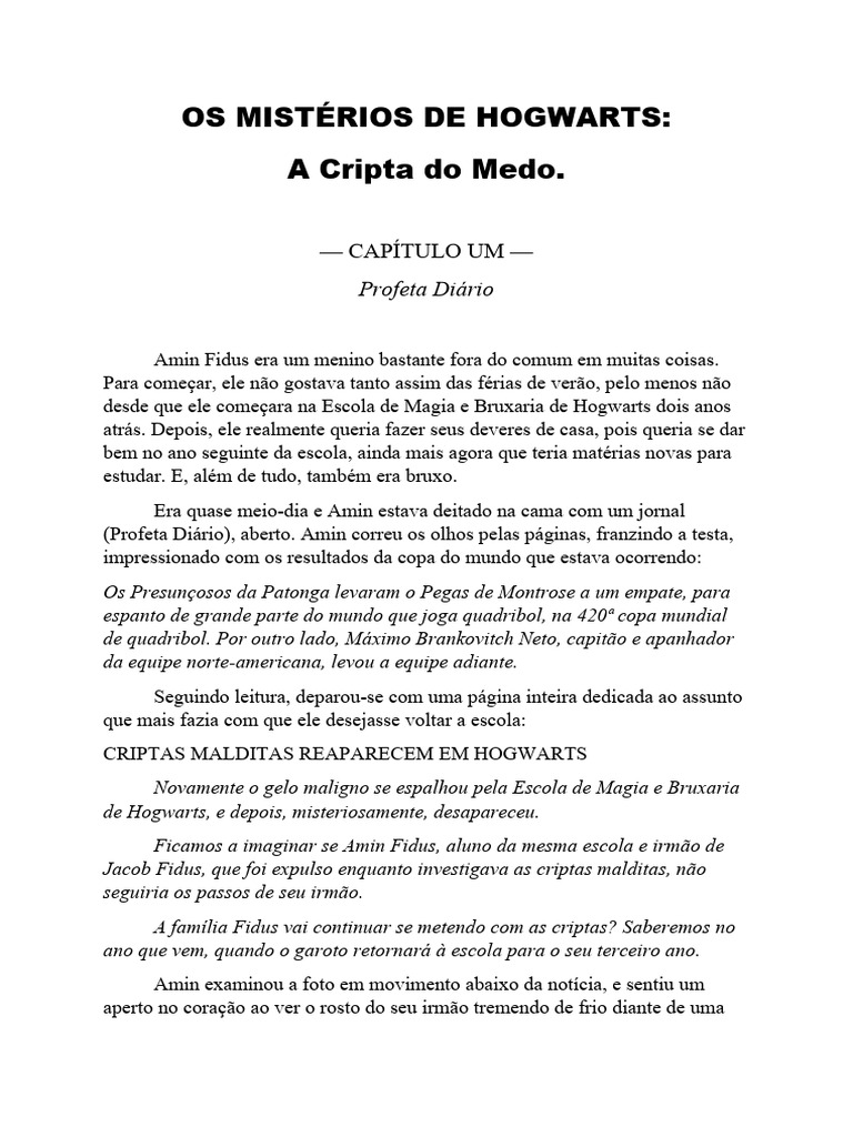 Os Mistérios de Hogwarts 3 (A Cripta Do Medo) | PDF