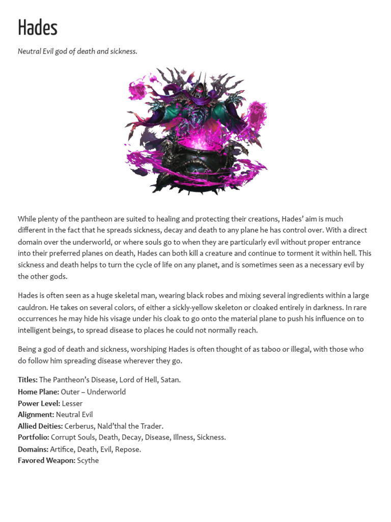 Hades - Final Fantasy d20 | PDF