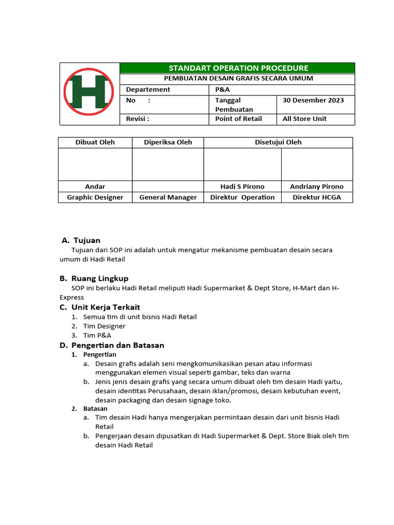 SOP Desain Grafis Hadi Retail | PDF | Seni
