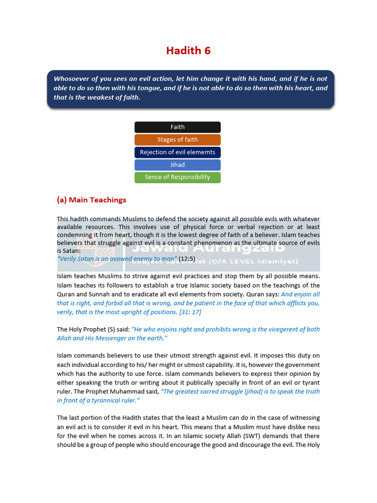 Hadith 6 | PDF