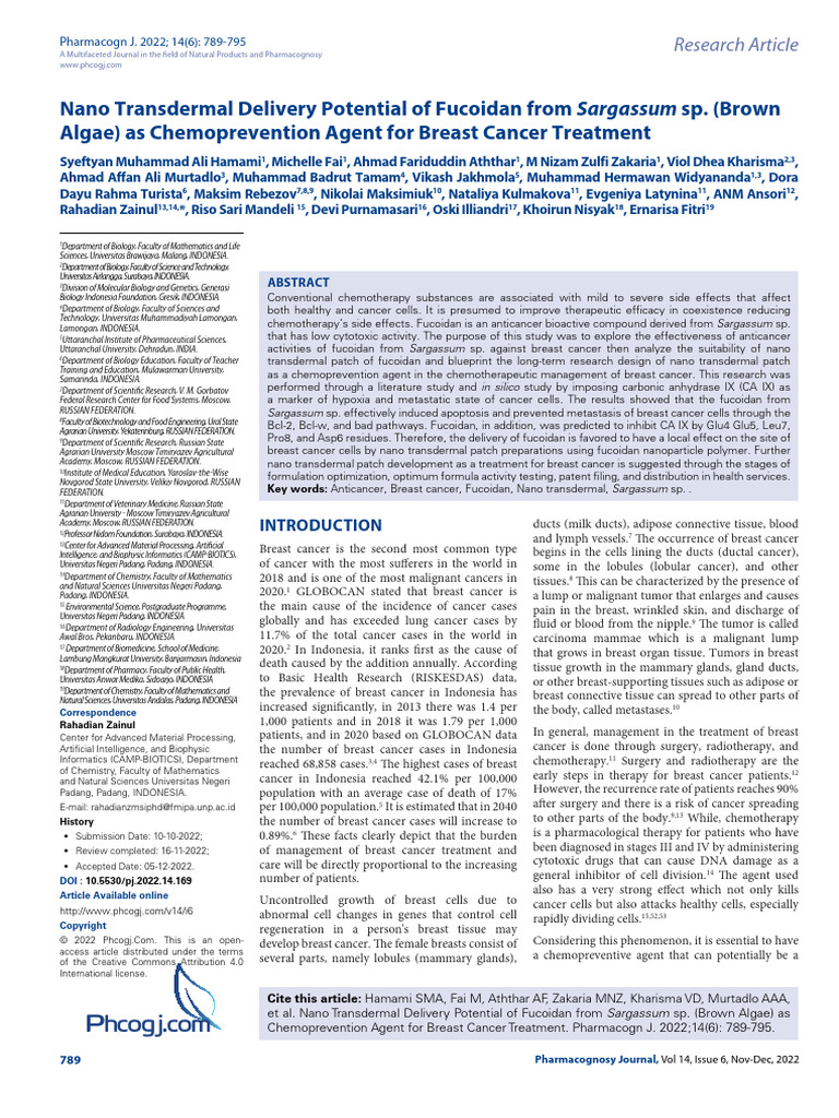Nano Transdermal Delivery Potential Of F Pdf Apoptosis Cancer