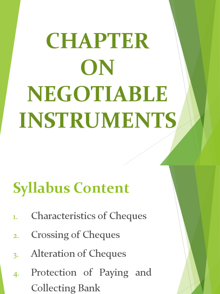 Chapter 3 | PDF | Cheque | Negotiable Instrument