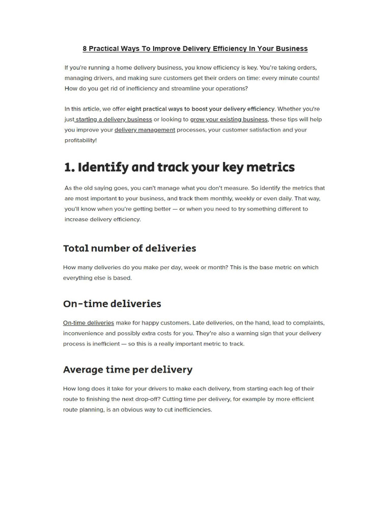 Improve Delivery Efficiency: 8 Tips | PDF