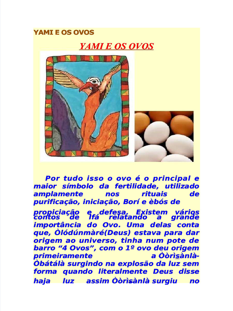 Wiac - Info PDF Yami e Os Ovos PR | PDF | Ovo
