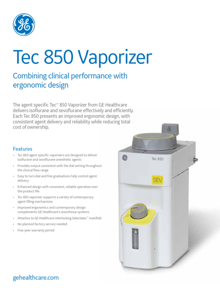 Tec850 SpecSheet | PDF | Humidity | Anesthesia