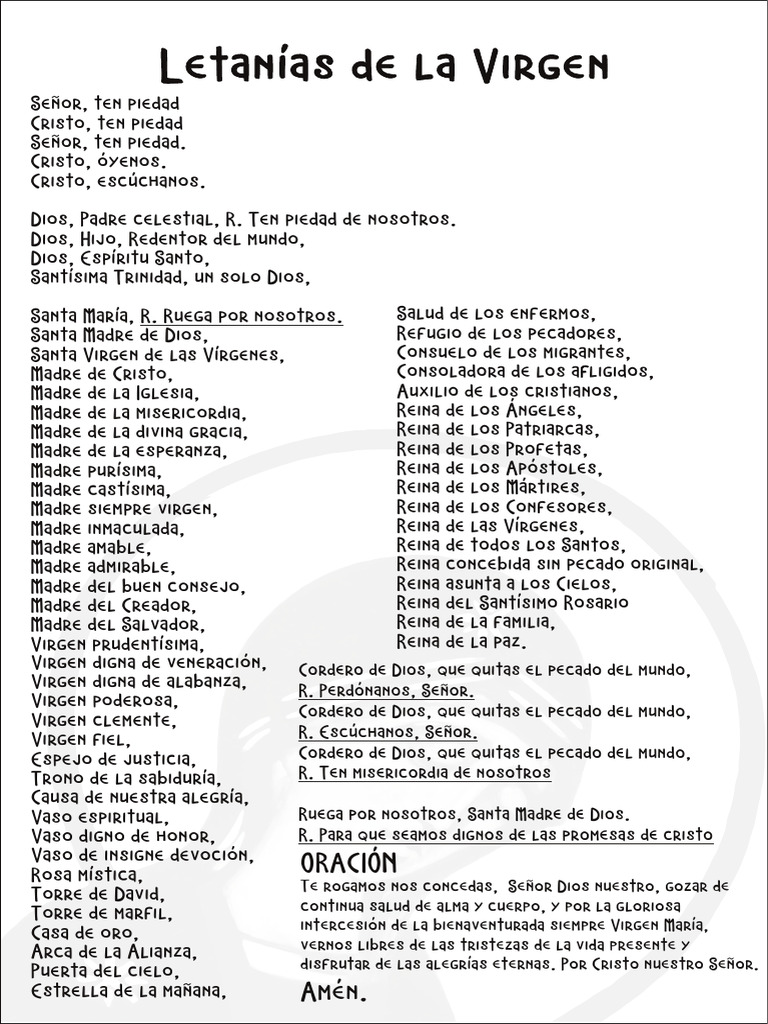 Letanias | Descargar gratis PDF | María, madre de Jesús | Cristo (título)