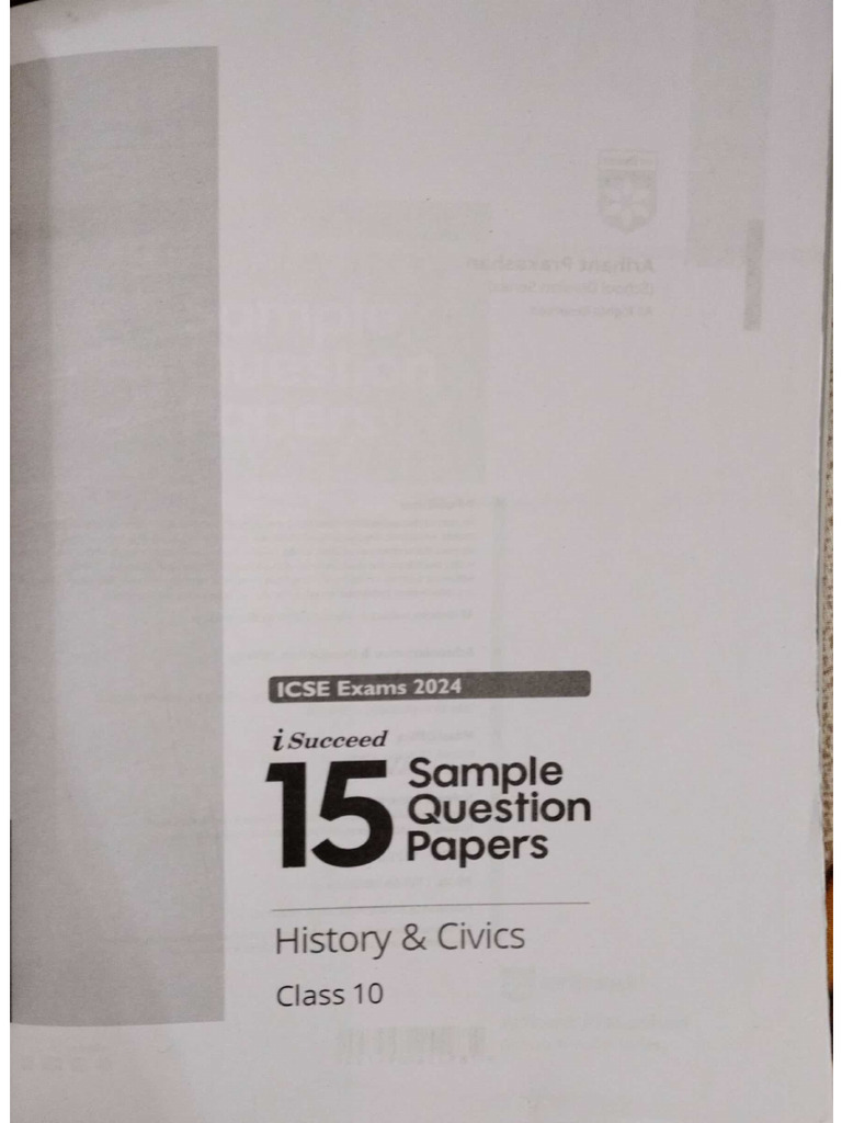 ICSE Arihant Sample Papers 2024 History | PDF