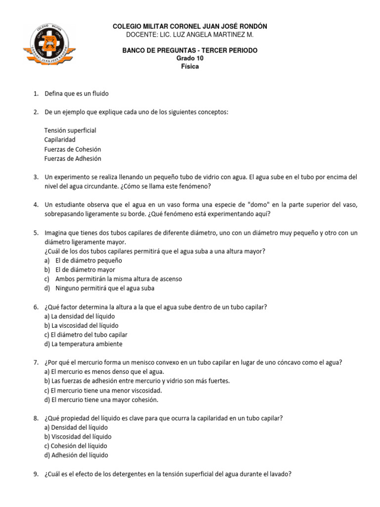 10° Banco de Preguntas - Actividad | PDF