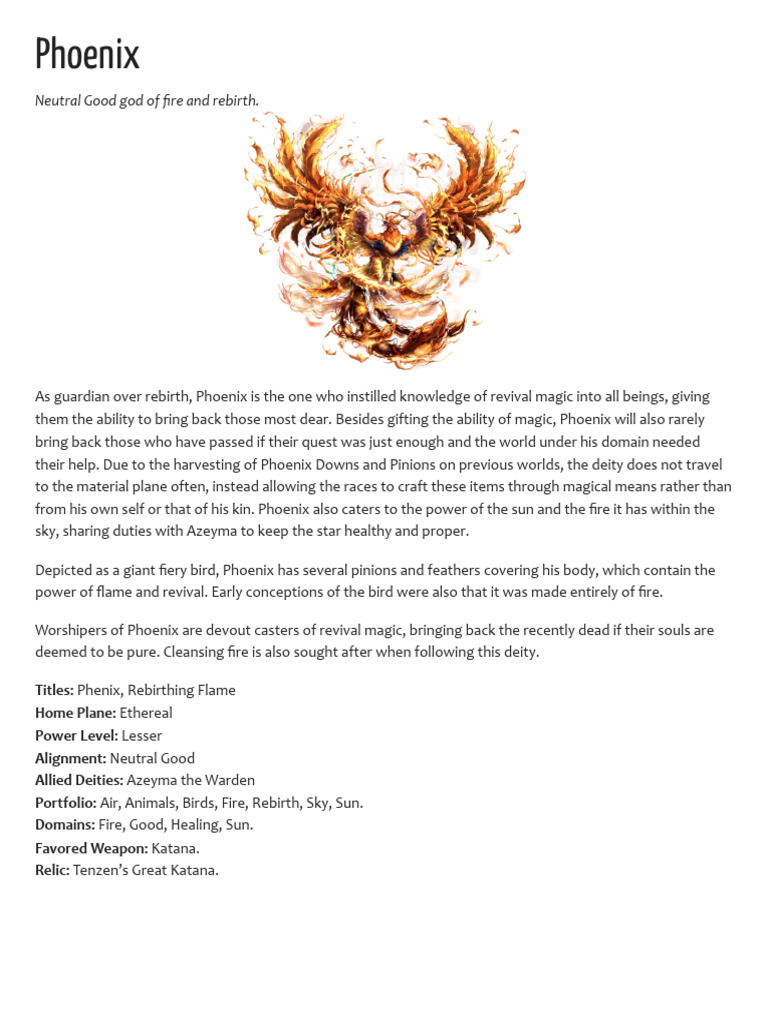 Phoenix - Final Fantasy d20 | PDF