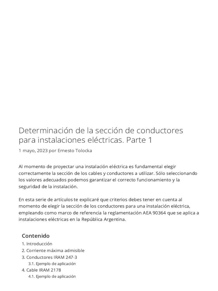 Determinacion de La Seccion de Conductores para Instalaciones ...