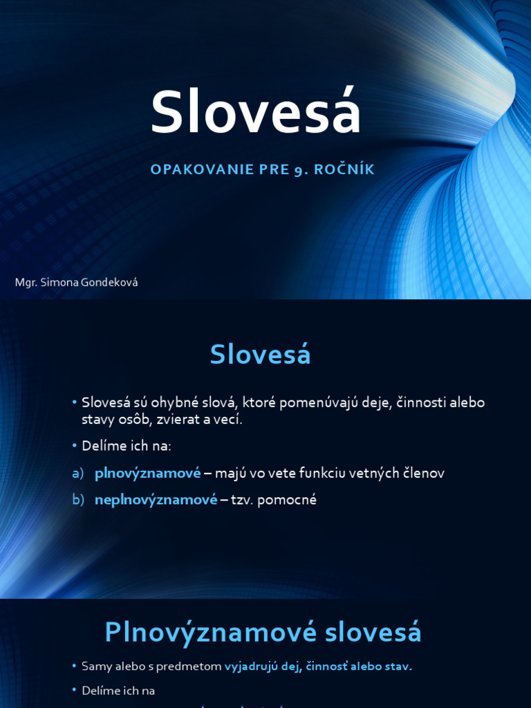 Slovesá - Opakovanie | PDF