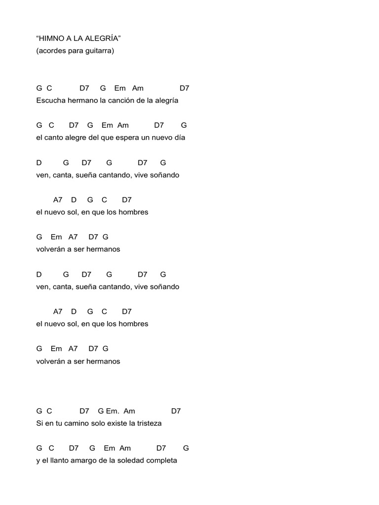 Himno Alegria Acordes Guitarra | PDF