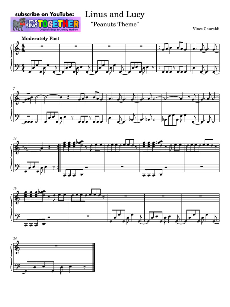 Peanuts - Linus - and - Lucy - Easy - Piano Edit | PDF