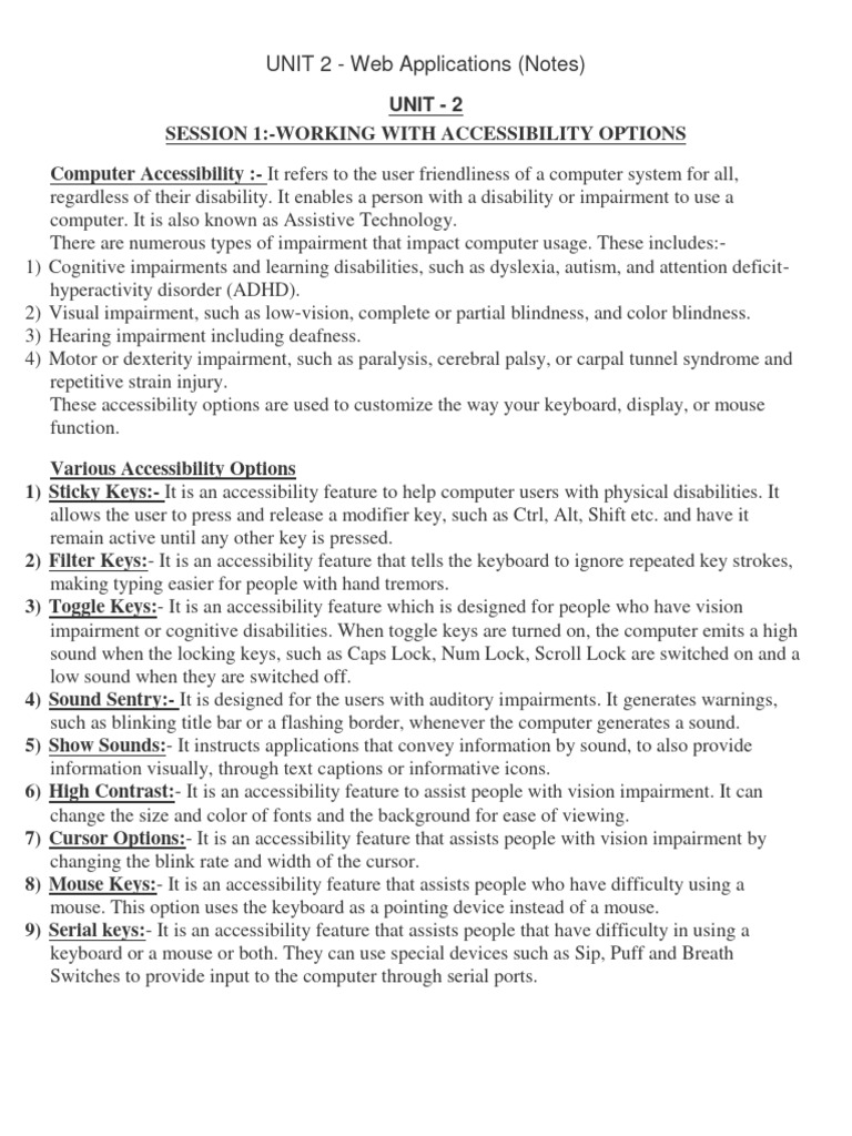 Class 10 IT - UNIT 2 - Web Applications (Notes) | PDF | Internet Access ...