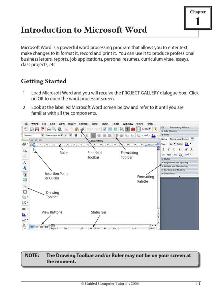 Word Chapter 1 Pdf Cursor User Interface Microsoft Word