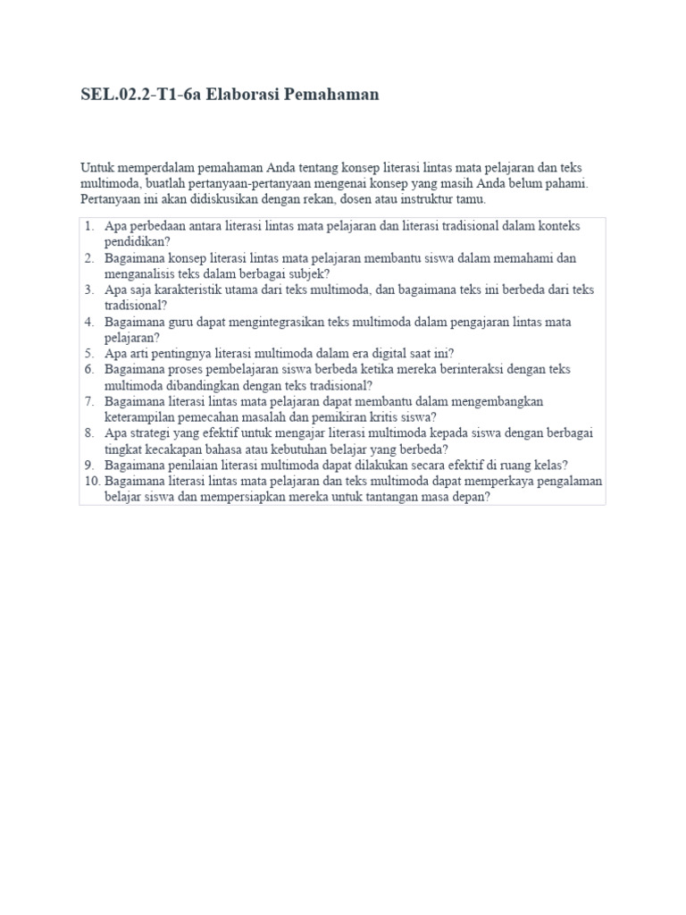 Elaborasi Pemahaman | PDF | Karier & Perkembangan