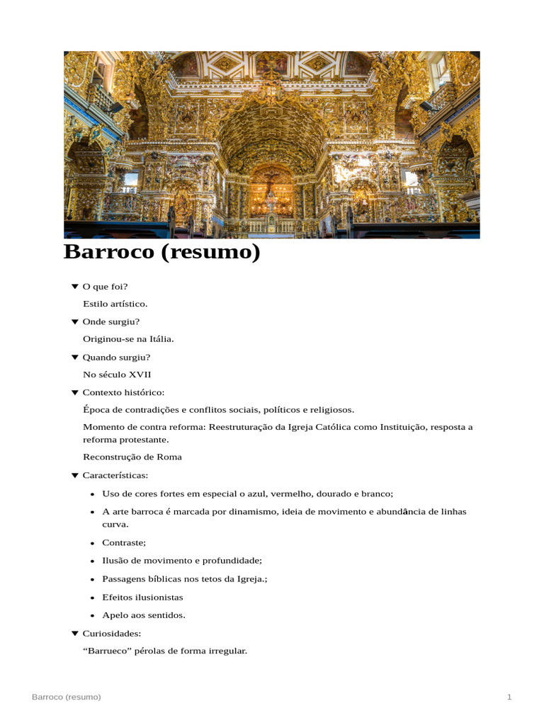 Barroco Resumo | PDF | Ciências Sociais | Arte