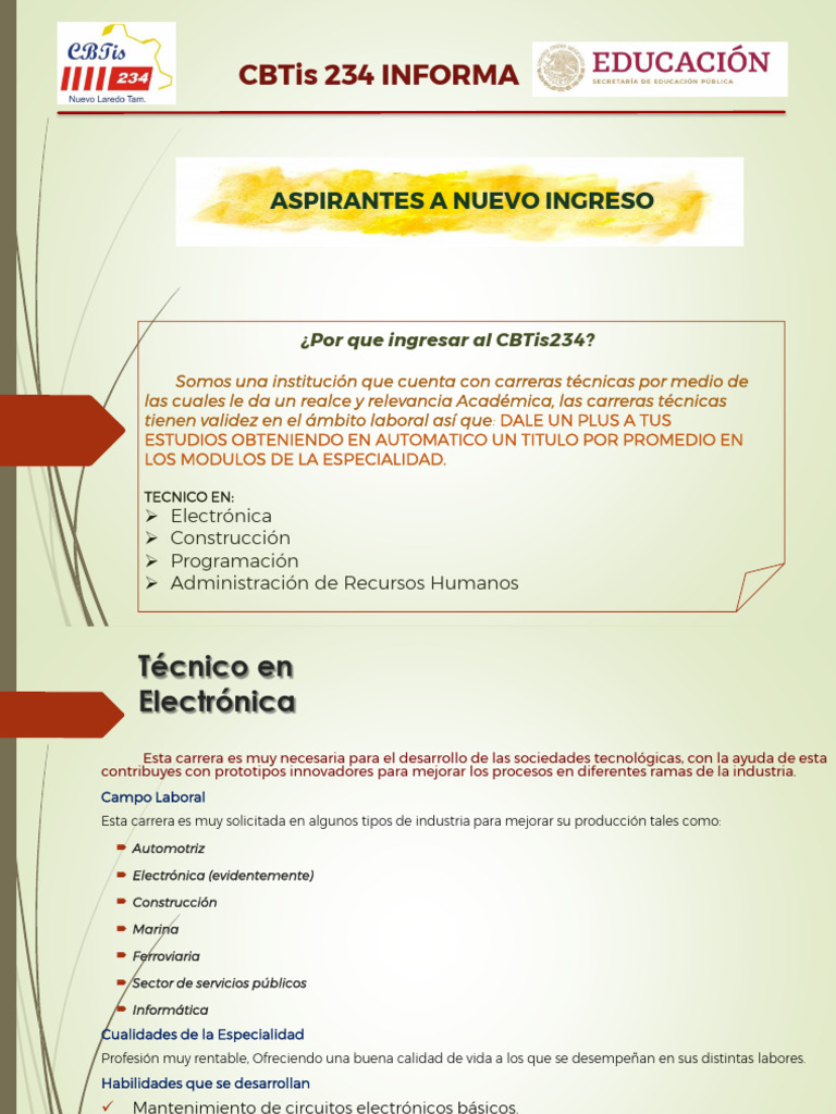 Carreras Técnicas en CBTis 234 | PDF | Gestión de recursos humanos ...