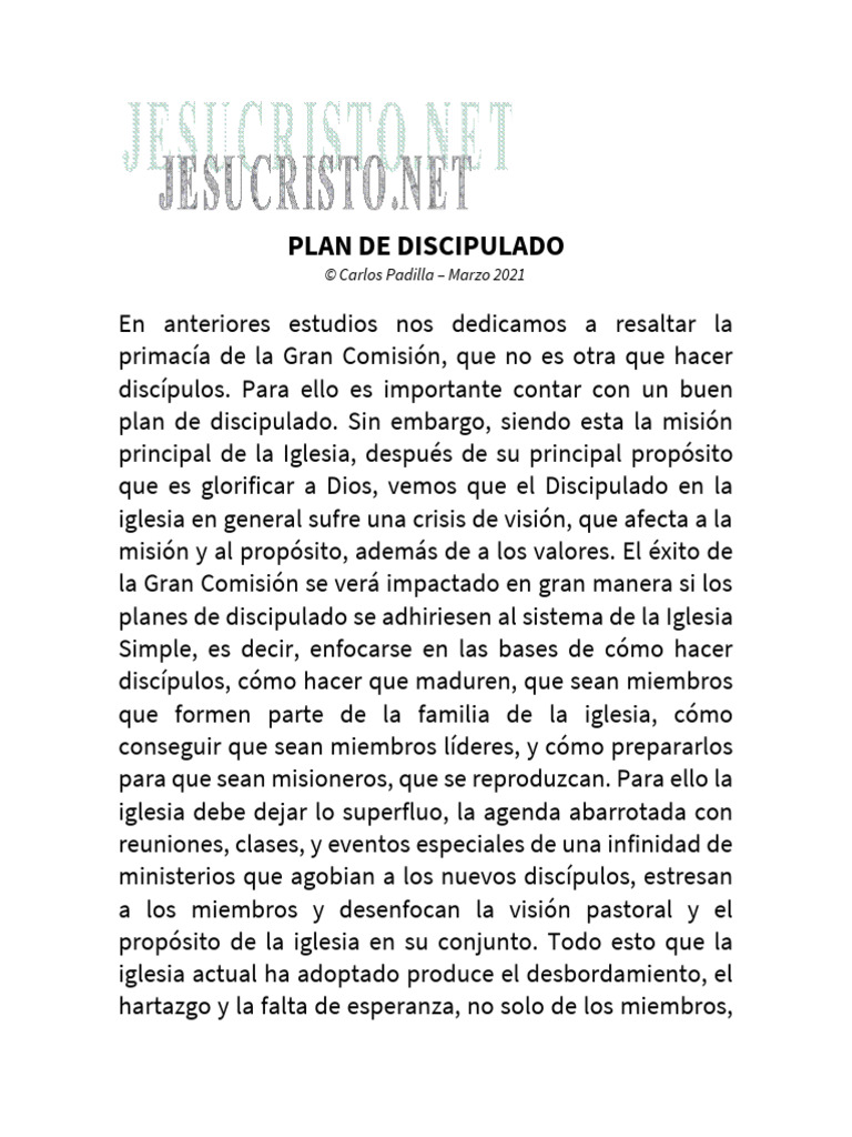 Plan de Discipulado | PDF