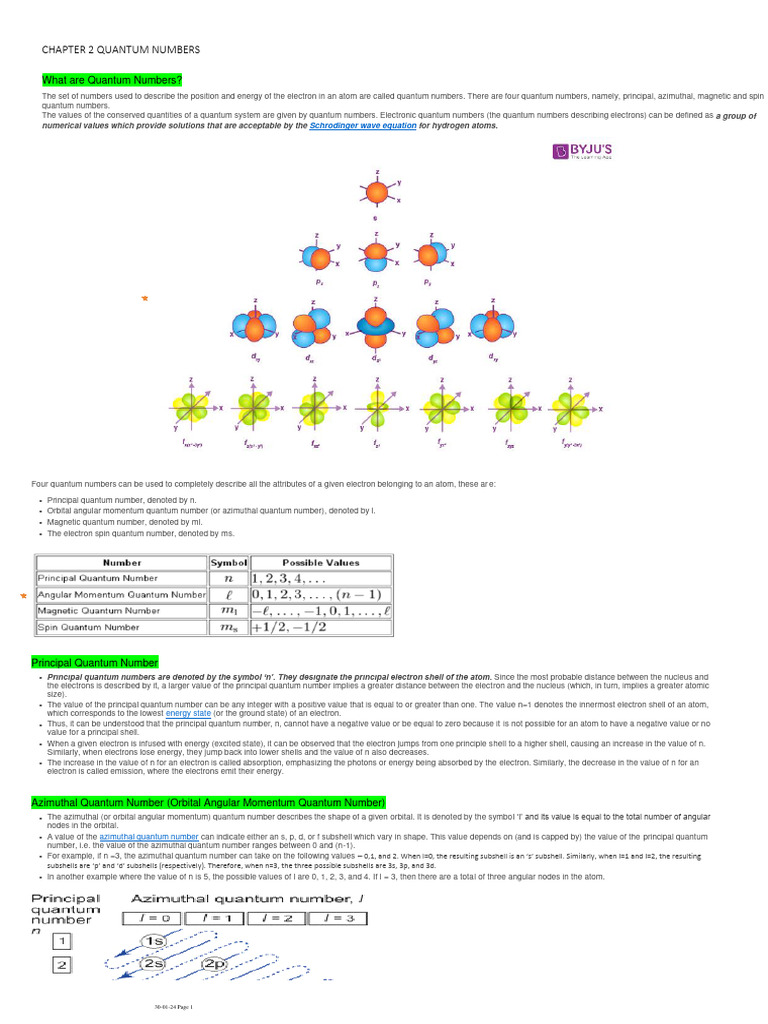 Chapter 2 Notes | PDF | Atomic Orbital | Electron Configuration