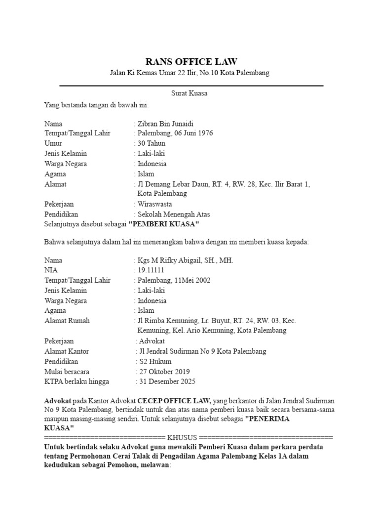 Surat Kuasa Pa Abigail | PDF | Politik