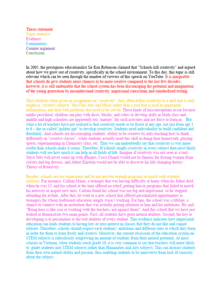 Schools Kill Creativity by Duy | PDF | Creativity | Teachers