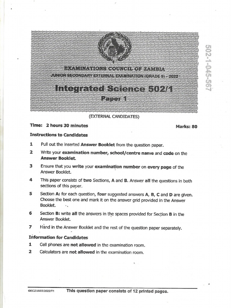 G9 2022 Ext Integrated Science | PDF