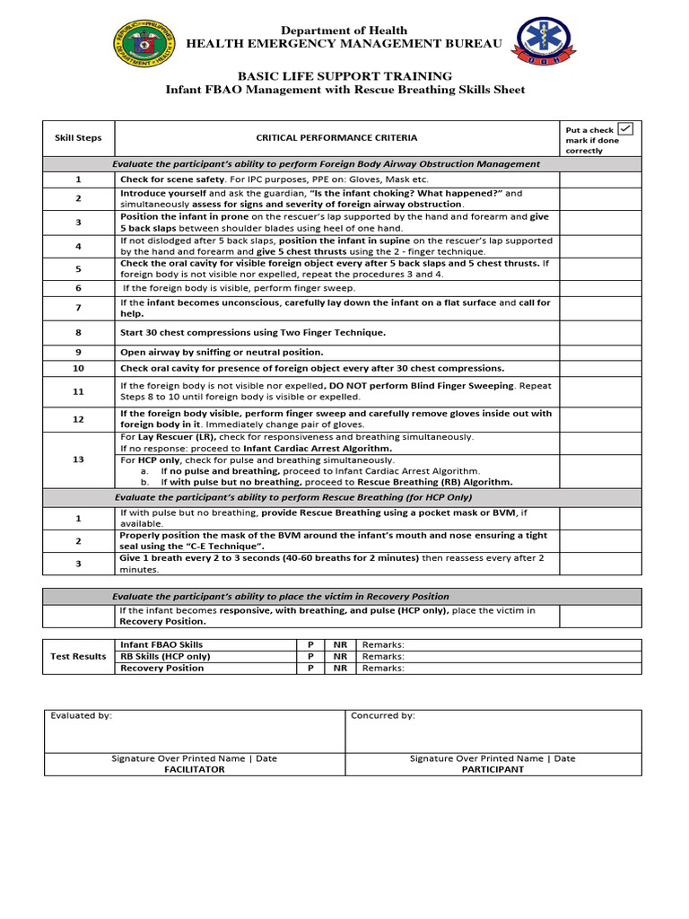 INFANT FBAO Management Skills Evaluation - 2022 | Download Free PDF ...